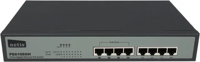 NETIS PE6108GH 8 Port Gigabit Ethernet PoE Switch/4 Port PoE/802.3at/af ...