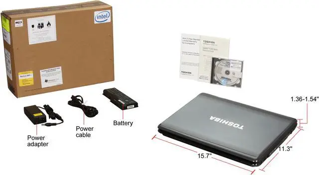 TOSHIBA Laptop Satellite Intel Core 2 Duo T8100 4GB Memory 320GB HDD ...