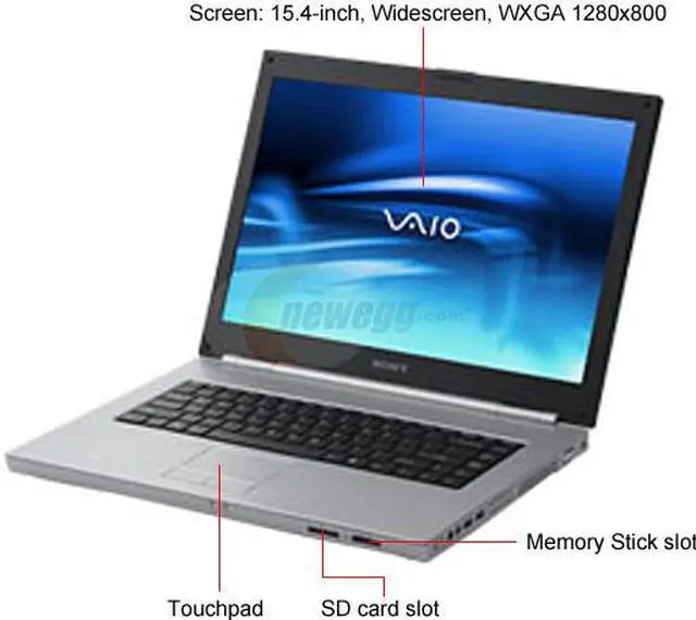 SONY VAIO N Series 15.4" Intel Core Duo T2250 1GB Memory DDR2 533 ...