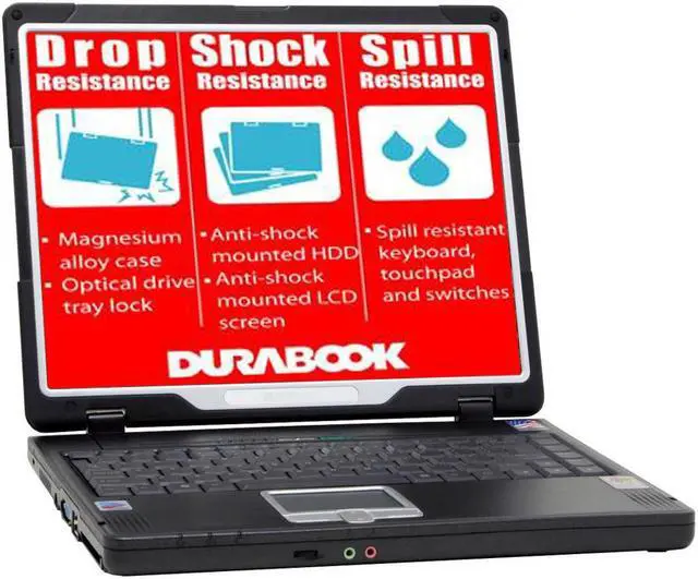 DURABOOK Laptop Intel Pentium M 760 512MB Memory 80GB HDD Intel GMA 900 ...