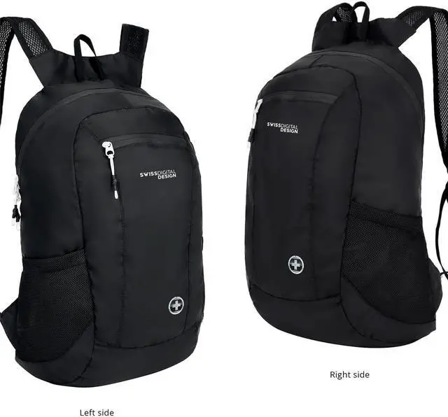 Swissdigital Black Seagull Foldable Backpack - Lightweight – 20L Large ...
