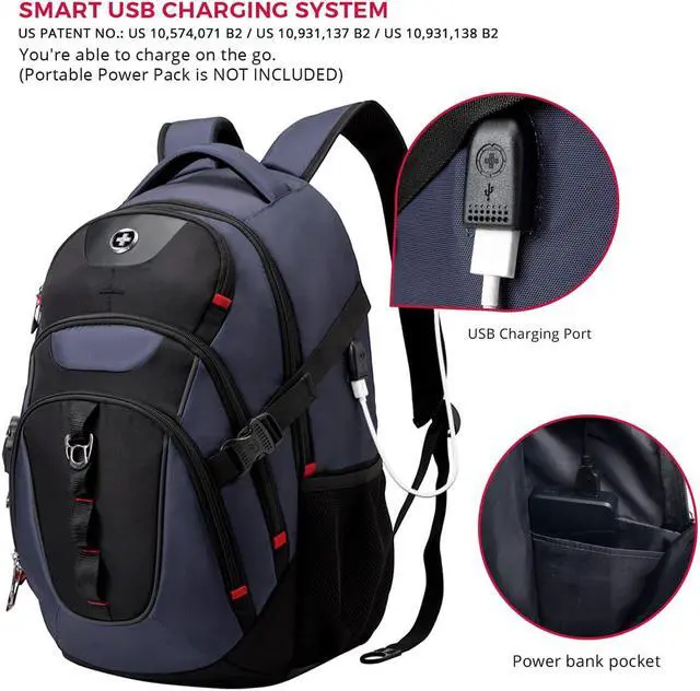 Swissdigital Black/Blue Vector Business Travel Backpack - 15.6? Laptop ...