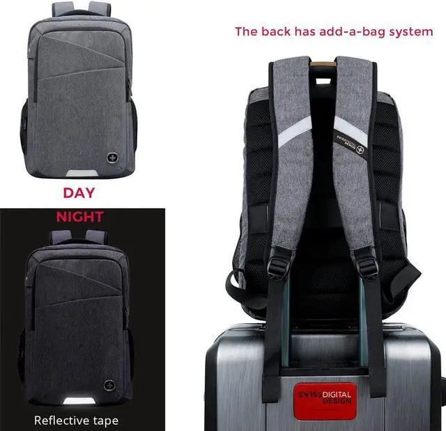 Swissdigital Grey Micro Business Travel Backpack - 15.6? Laptop Pocket ...