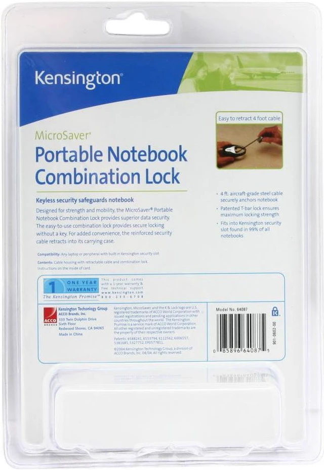Kensington MicroSaver Portable Notebook Combination Lock 64087 - Newegg.com