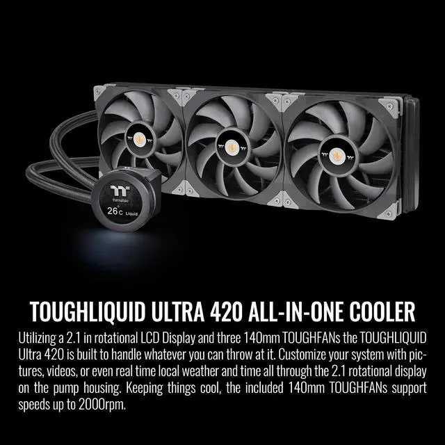Thermaltake TOUGHLIQUID Ultra 420 CPU Liquid Cooler, AMD(AM5/AM4) Intel ...