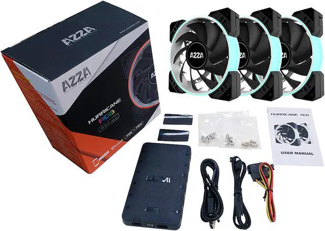 AZZA HURRICANE RGB Fan w/ Mobil app controller, FNAZ-12RGB-B-131, Black ...