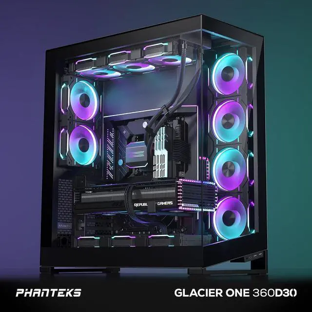 Phanteks Glacier One 360M25 G2 AIO Liquid CPU Cooler, Black, RGB Pump ...