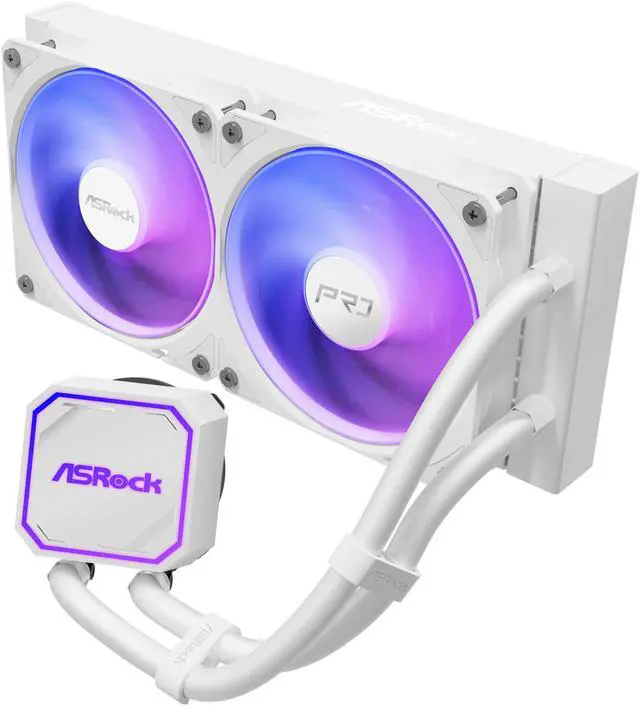 ASRock AIO Pro White 240 ARGB 27mm radiator, ARGB waterblock, ARGB Hub ...
