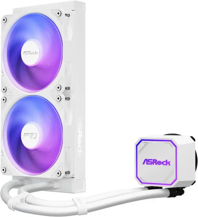 ASRock AIO Pro White 240 ARGB 27mm radiator, ARGB waterblock, ARGB Hub ...