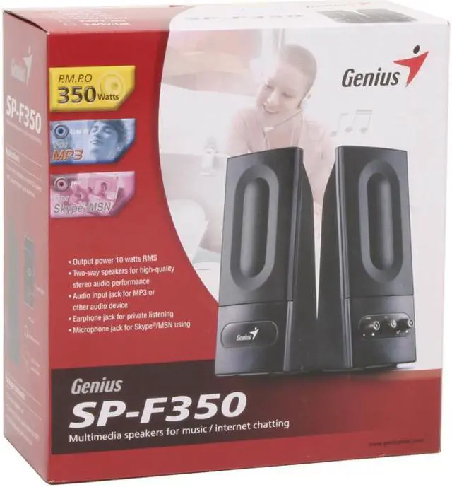 Genius SP-F350 2.0 Black Stereo Speakers For MP3 & Online Chat - Newegg.com