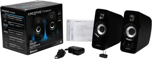 Creative T15 Bluetooth Wireless 2.0 Speaker System (Black) - Newegg.com