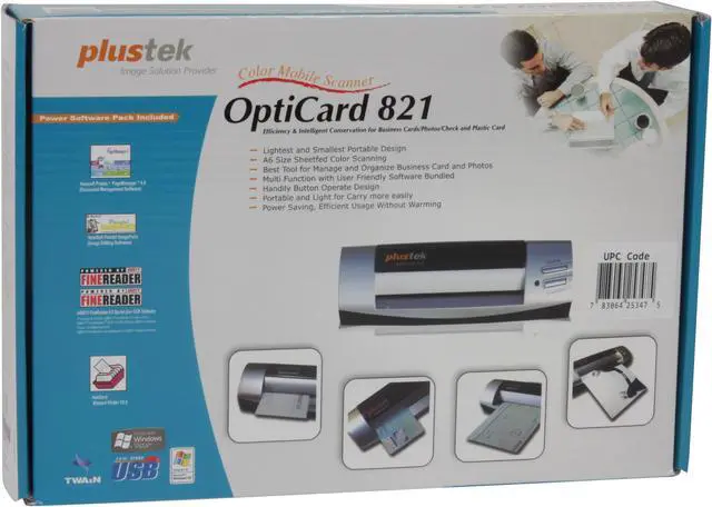 Plustek OptiCard 821 Portable Photo/ID Card/Business Card Scanner (769 ...