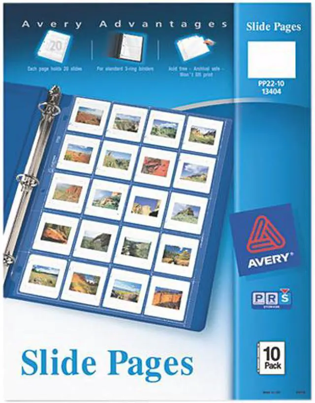 Avery 13404 Photo Pages for Twenty 2 x 2 Slides, 3-Hole Punched, 10 ...