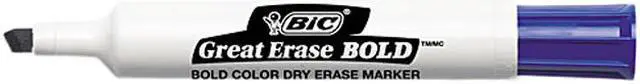 BIC DEC11-BE Great Erase Bold Dry Erase Markers, Chisel Tip, Blue ...