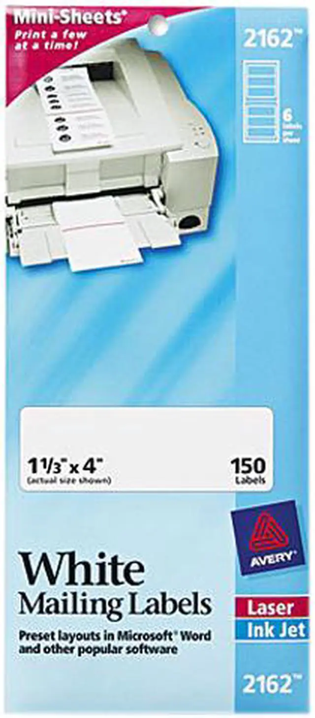 Avery 2162 Laser/Inkjet Mailing Labels, Mini-Sheet, Mini-Sheet, 1-1/3 x ...