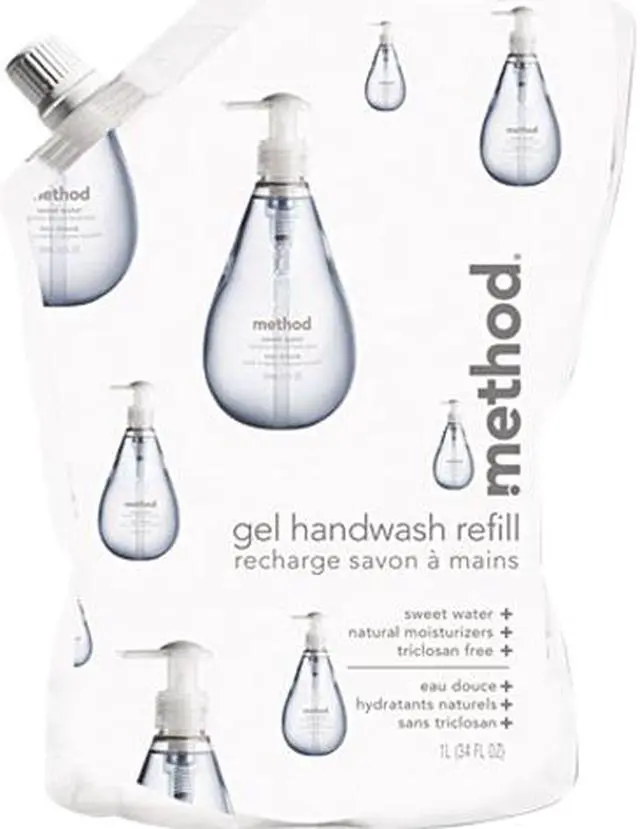 Method 00652 Gel Hand Wash Refill, 34 oz., Sweet Water Scent, Plastic ...