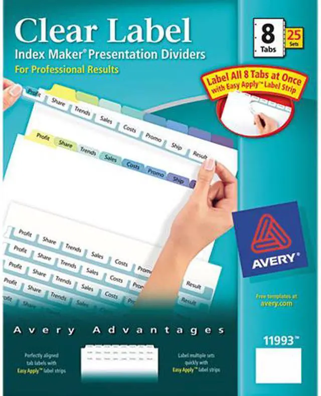 Avery 11993 Print & Apply Clear Label Dividers, Index Maker Easy Apply ...
