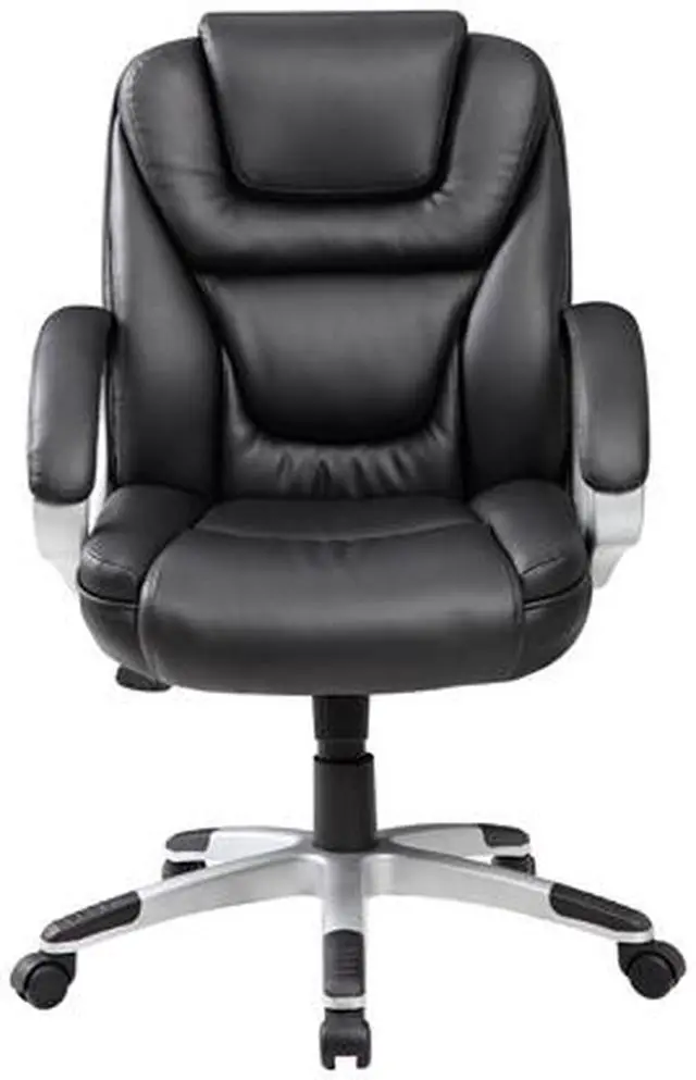 Boss Office Supplies B8606-BK NTR Executive Mid Back LeatherPlus Chair ...
