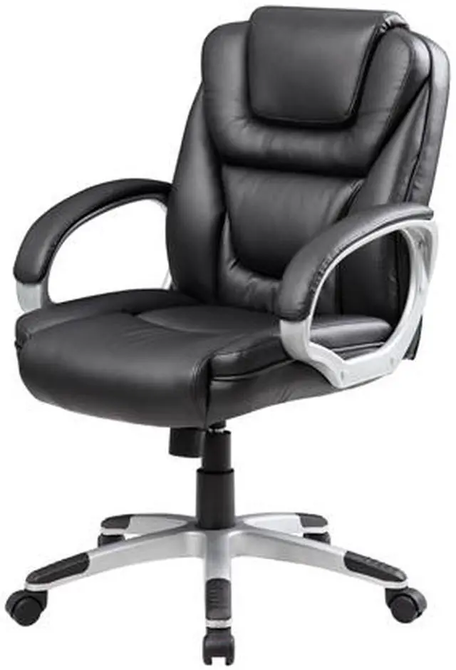 Boss Office Supplies B8606-BK NTR Executive Mid Back LeatherPlus Chair ...