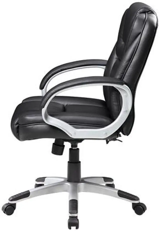 Boss Office Supplies B8606-BK NTR Executive Mid Back LeatherPlus Chair ...