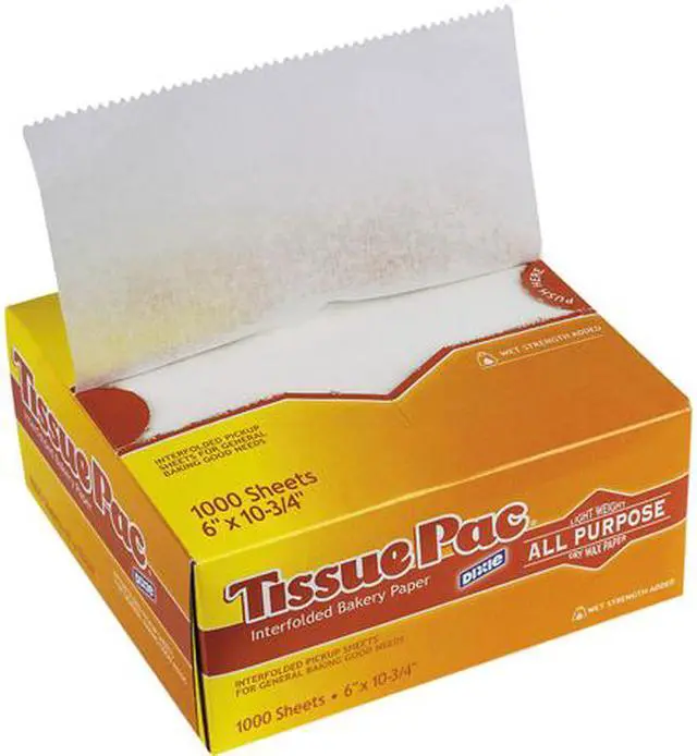 Dixie DIX T6 Tissue-Pac Lightweight Dry Waxed Interfolding Tissue, 6" x ...