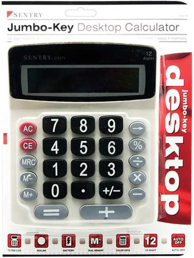 Sentry CA479 Jumbo-Key Desktop Calculator White - Newegg.com
