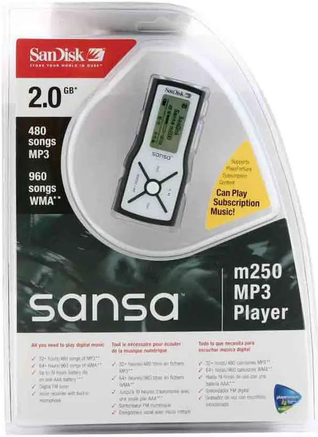 SanDisk Sansa m200 Black&White 2GB MP3 Player Sansa m250 - Newegg.com