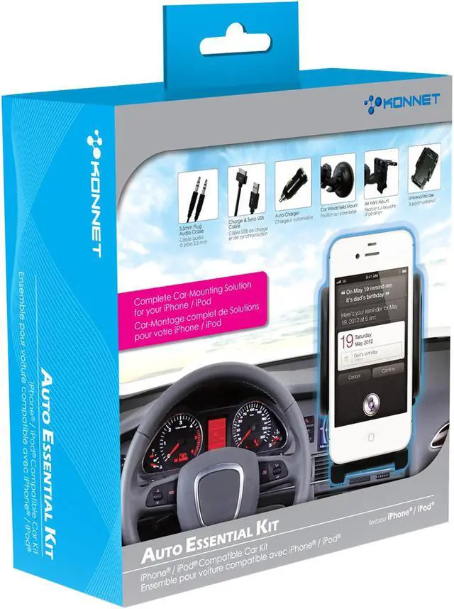 Konnet Auto Essential Kit Black - Six-in-One Pack for iPhone 4S, 4, 3Gs ...