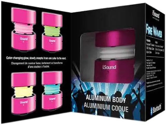 i.Sound ISOUND-5317 Pink Fire Waves Rechargeable Bluetooth Color Changing Speaker with ...