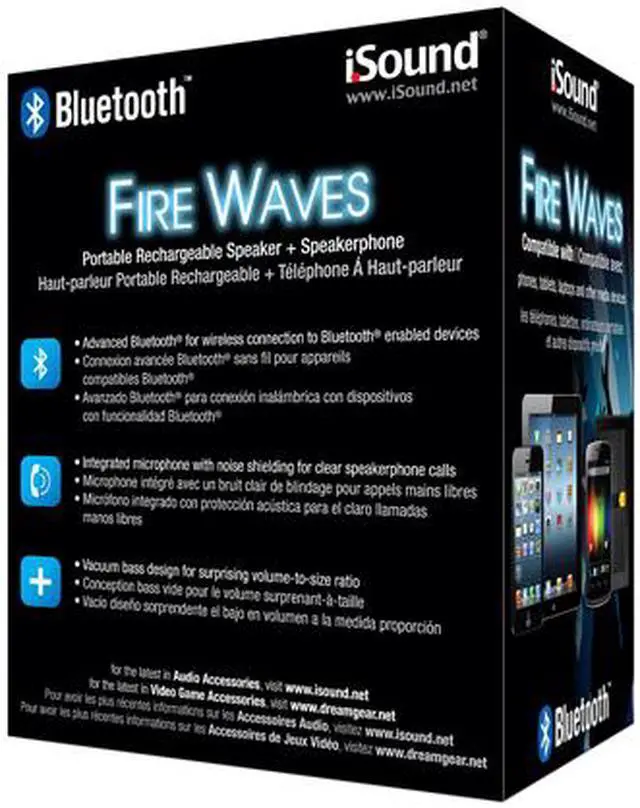 i.Sound ISOUND-5317 Pink Fire Waves Rechargeable Bluetooth Color Changing Speaker with ...