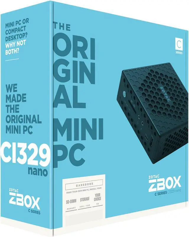 ZOTAC ZBOX C Series CI329 Nano Passive Cooled Silent Mini PC Barebones ...