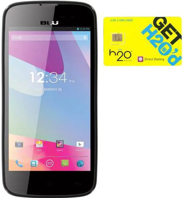 Blu Neo 4.5 S330L Black Dual-SIM Android Cell Phone + H2O SIM Card ...