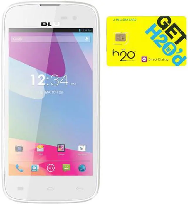 Blu Neo 4.5 S330L White Dual-SIM Android Cell Phone + H2O $50 SIM Card ...