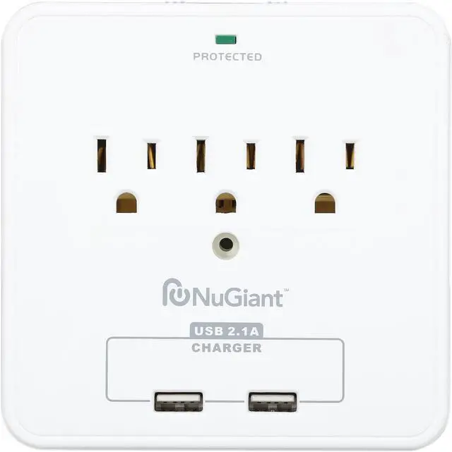 Inland NSS17 White Wall Tap Surge Protector with USB Charger and ...