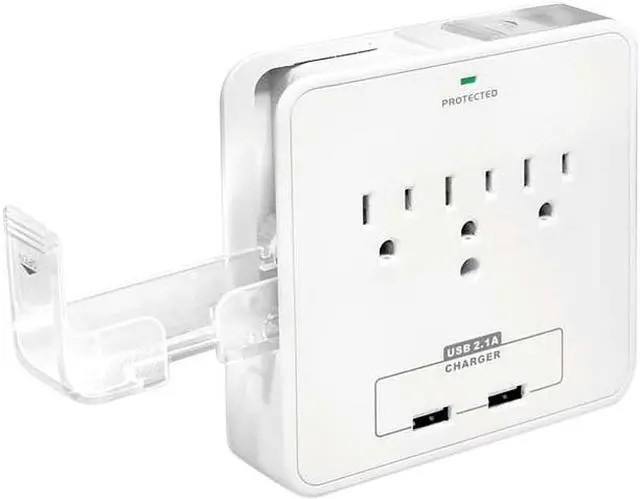 Inland NSS17 White Wall Tap Surge Protector with USB Charger and ...