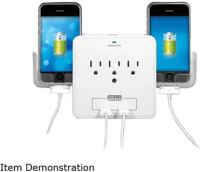 Inland NSS17 White Wall Tap Surge Protector with USB Charger and ...