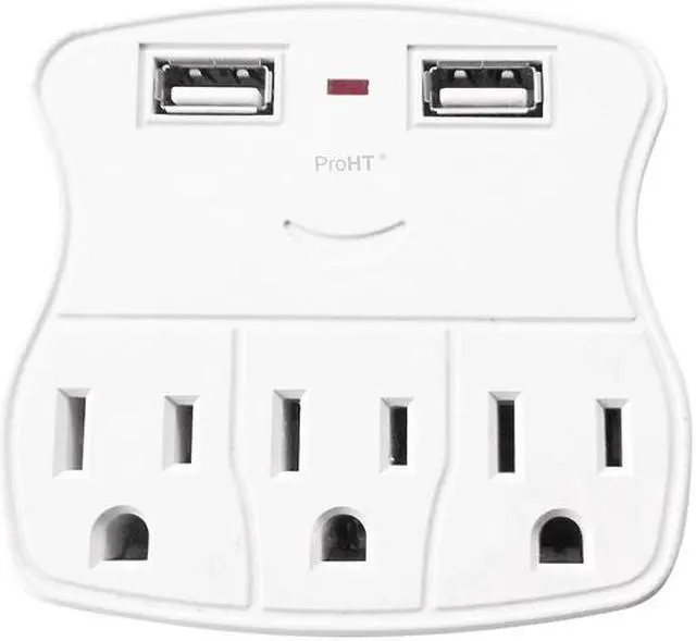 Inland 03238 White Wall Tap Surge Protector with 2 USB Charging Ports ...