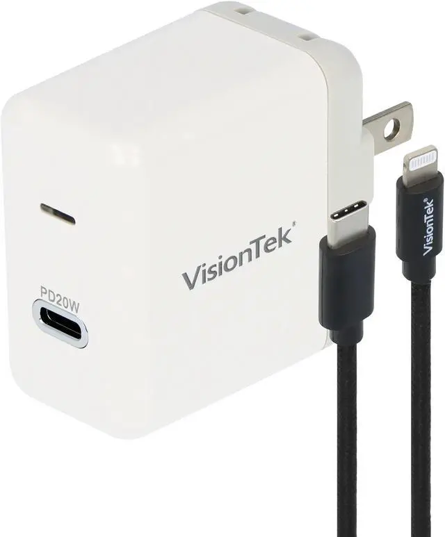 VisionTek 20W USB-C Power Adapter w/ Lightning Cable 901552 - Newegg.com