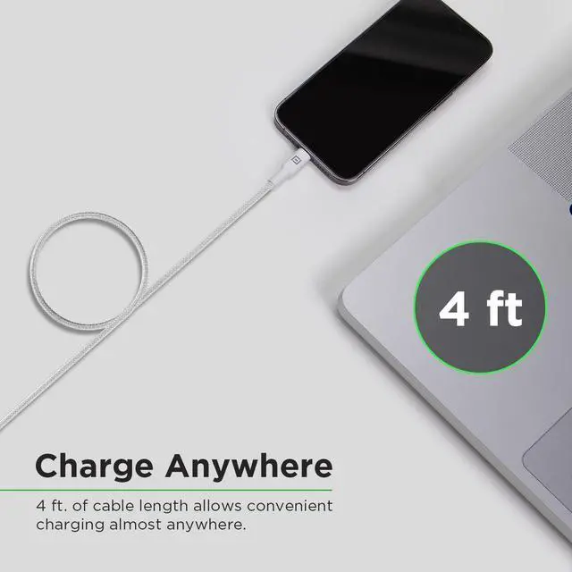 PureGear 2-pack, 4 foot length, USB-C to Lightning Cables, White ...
