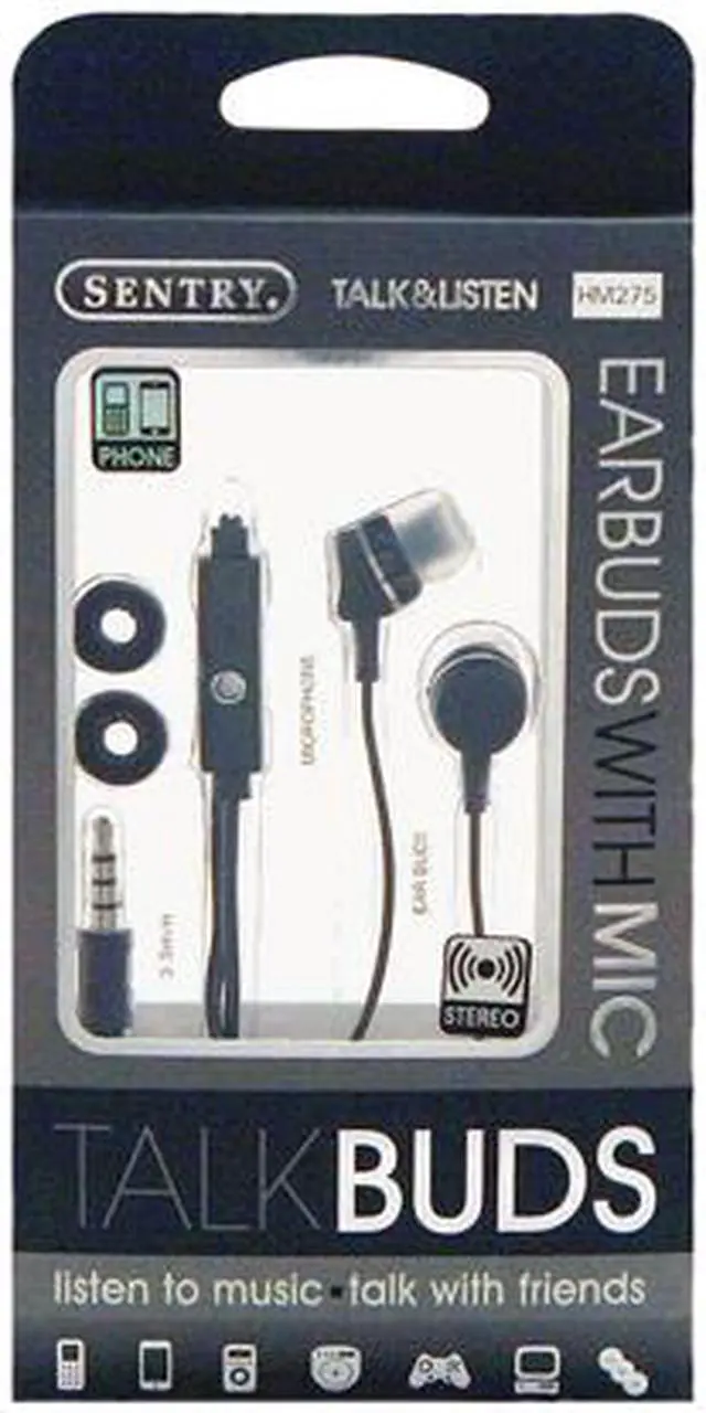 Sentry Black 3.5mm Talk Buds Earbuds with Mic HM271 - Newegg.com