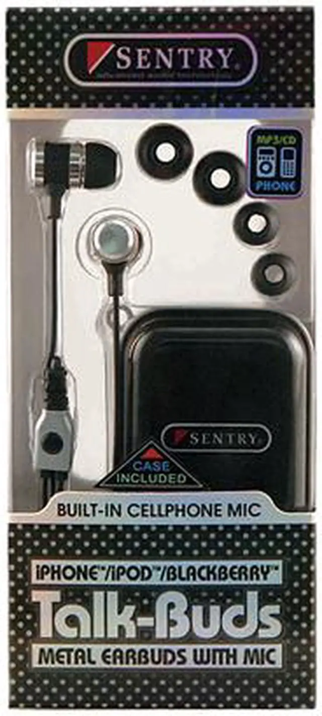 Sentry Black 3.5mm Talk Buds Metal Earbuds with Mic HM351 - Newegg.com
