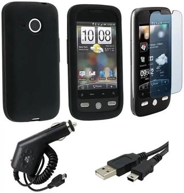 Insten FOR VERIZON HTC DROID ERIS USB CABLE+CAR CHARGER+LCD GUARD+BLACK ...