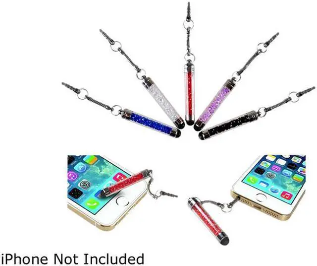Insten 5-Pack Crystal Mini Stylus Pen with 3.5-mm Plug Cap For Apple ...