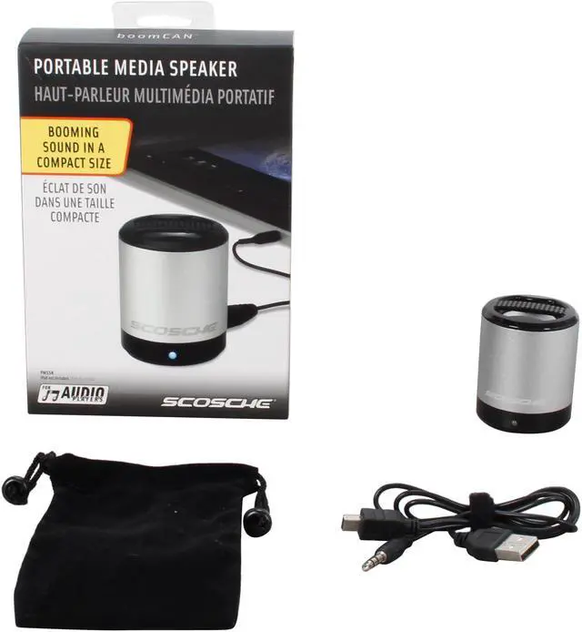 SCOSCHE Silver boomCAN Portable Media Speaker PMSSR - Newegg.com