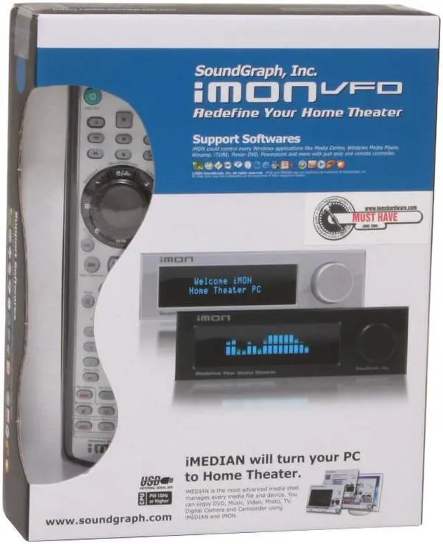 soundgraph iMON VFD-S Infrared PC Receiver & Remote Control Silver ...