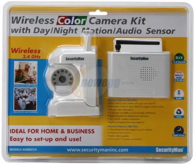 SecurityMan AVWatch Day/Night Motion/Audio Sensor Wireless Camera Kit ...