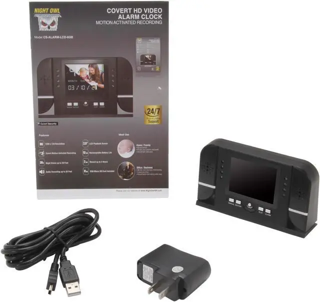 Night Owl CS-Alarm-LCD-8GB Covert HD Video Alarm Clock - Newegg.com