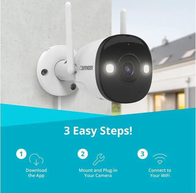 Defender Guard Pro 2K WiFi. Plug-In Power Security Camera with Color ...