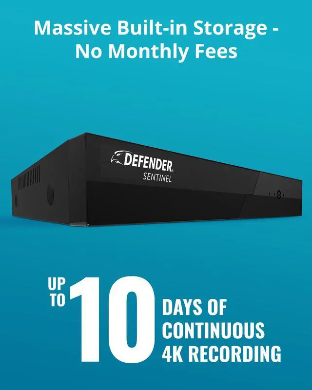 Defender Sentinel 4K Ultra HD POE Wired NVR Security System with 16 ...