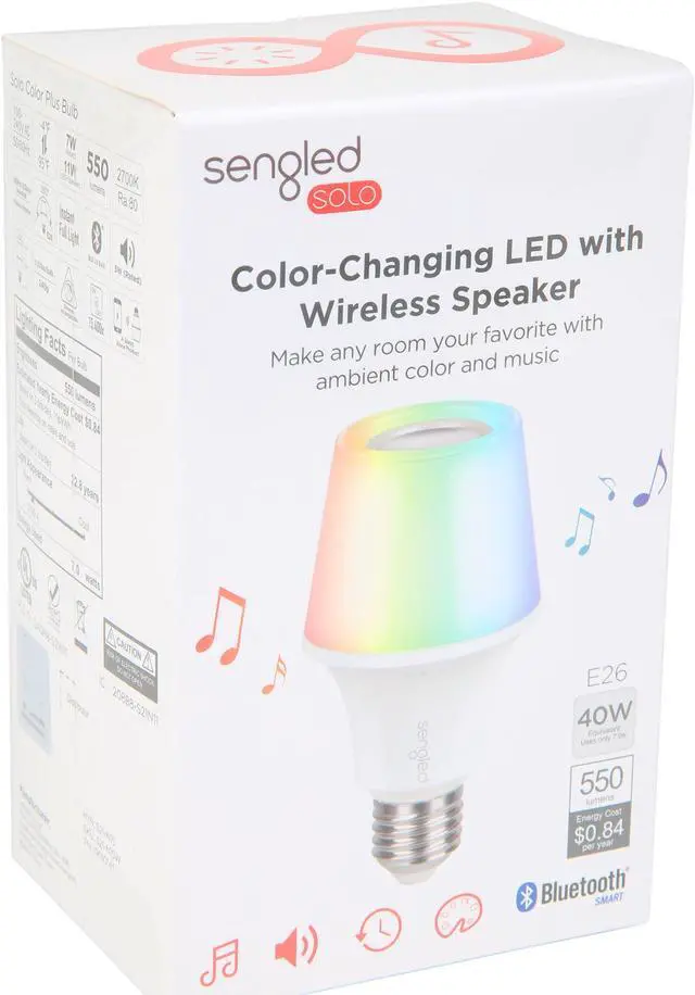 Sengled Solo Color Plus Bluetooth Smart Light Bulb Speaker, Color ...
